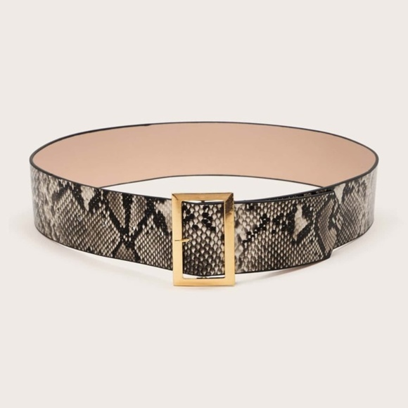 Accessories | New Awesome Snakeskin Patterned Belt Gold Buckle | Poshmark